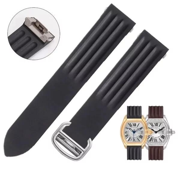 Black Rubber Strap for Cartier Roadster Quick Switch