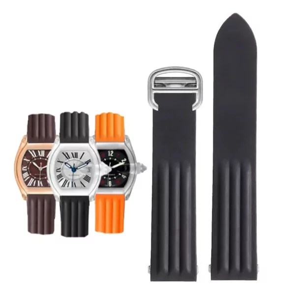 Black Rubber Strap for Cartier Roadster Quick Switch